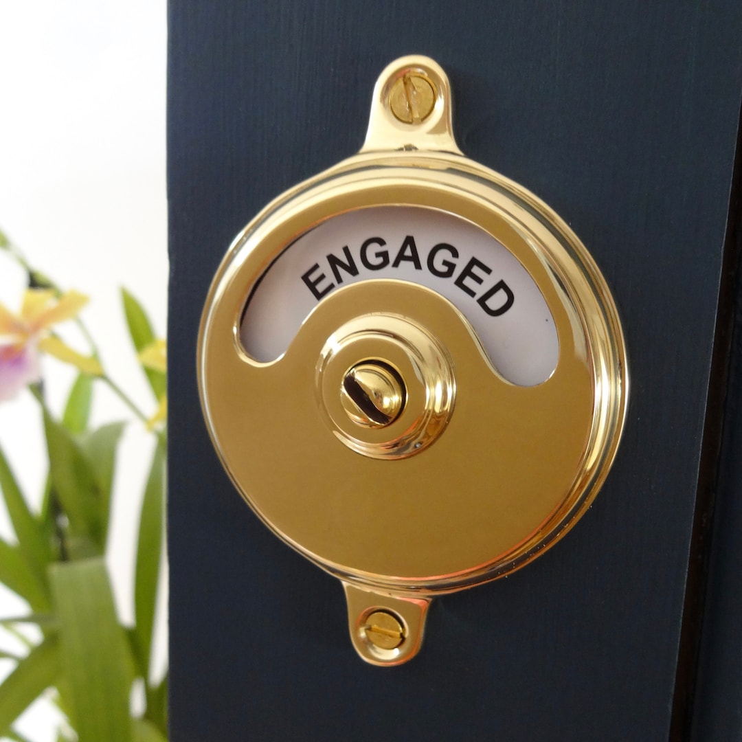 Brass Vacant Engaged Lock Bolt Vintage Style Indicator Bathroom Toilet ...