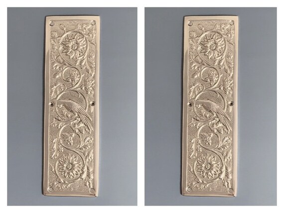 Hardware nickel silver finger door push plates arts crafts parrot plate ...