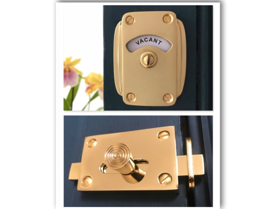 Brass Bathroom Toilet Lock Bolt Art Deco Vintage Occupied Indicator ...
