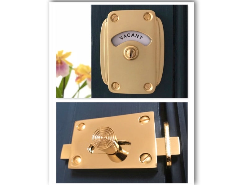 Brass Bathroom Toilet Lock Bolt Art Deco Vintage Occupied - Etsy