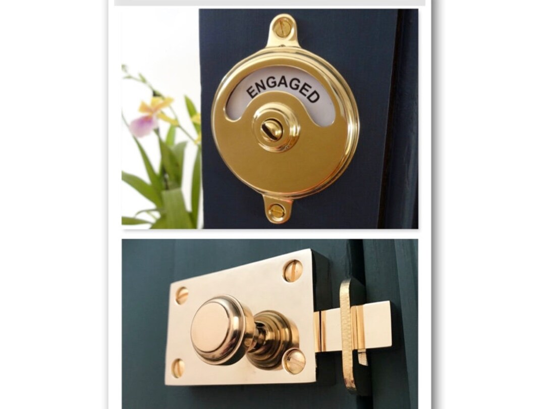 Vintage Style Indicator Bathroom Toilet Brass Vacant Engaged Lock Bolt ...