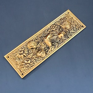 Cast Brass Finger Door Push Plates Arts Crafts Humming Bird Plate ...