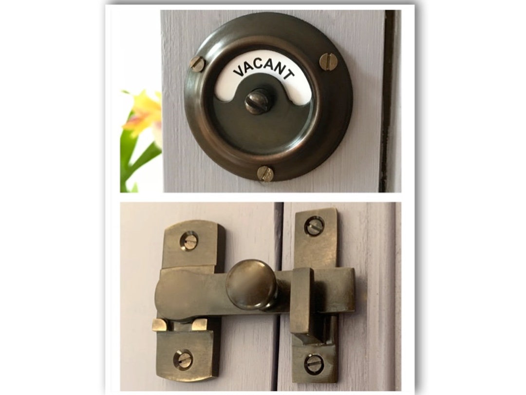 Antique Brass Finish Toilet Bathroom Vacant Engaged Lock Indicator Bolt ...