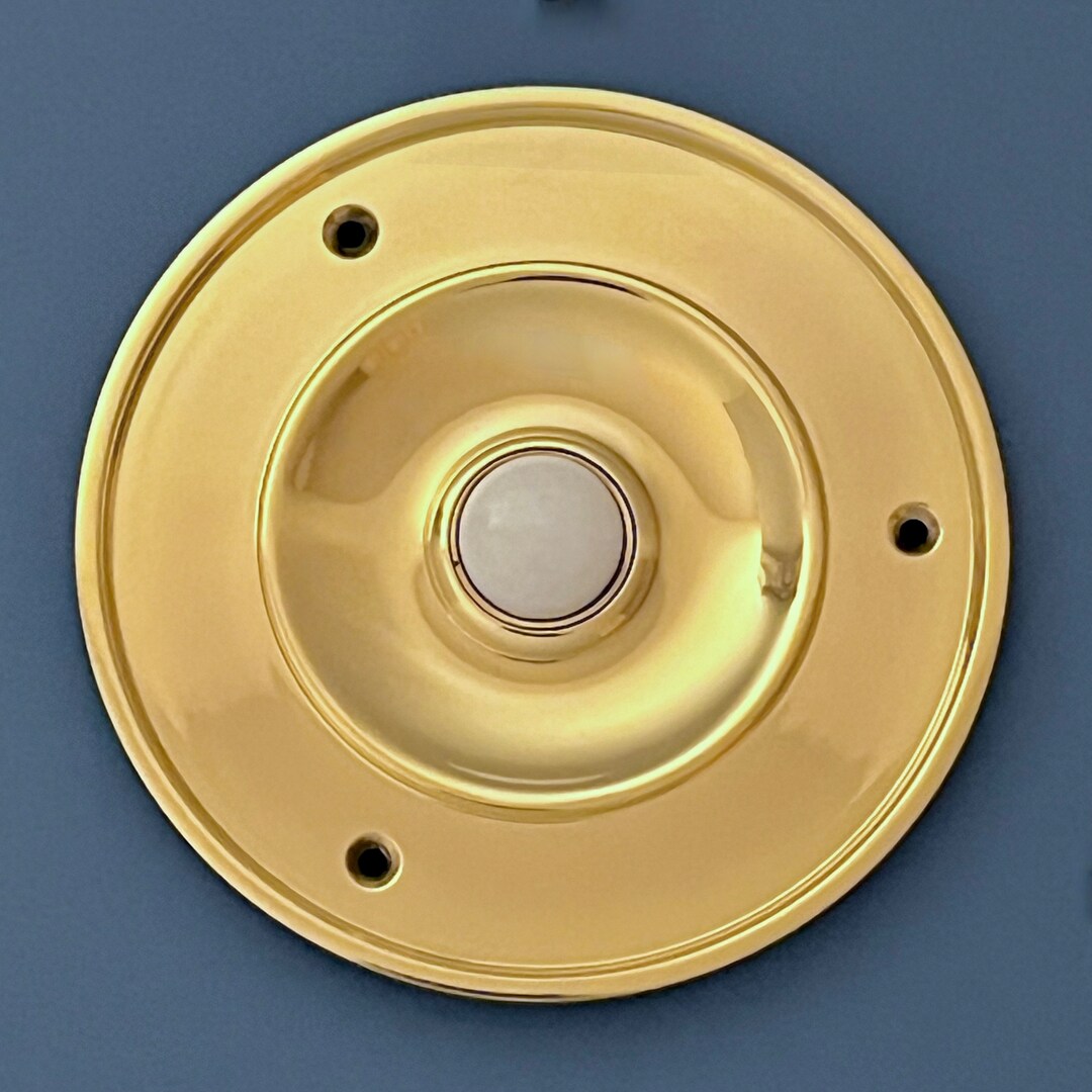 Large 5" Victorian Polished Brass Bell Push Door Button Front Furniture ...