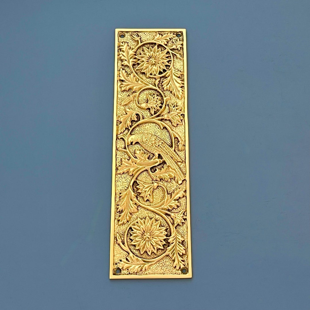 Brass Finger Door Push Plates Arts Crafts Parrot Plate Vintage (MORE ...