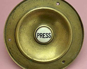 Large 5" Victorian Reclaimed Brass Bell Push Door Button Front ...