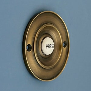 Large 3" Victorian Antique Brass Door Bell Push Button Front Furniture ...