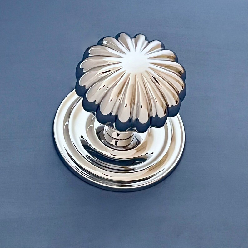 Extra Large Reclaimed Chrome Fluted Front Door Centre Knob Handle Dummy ...