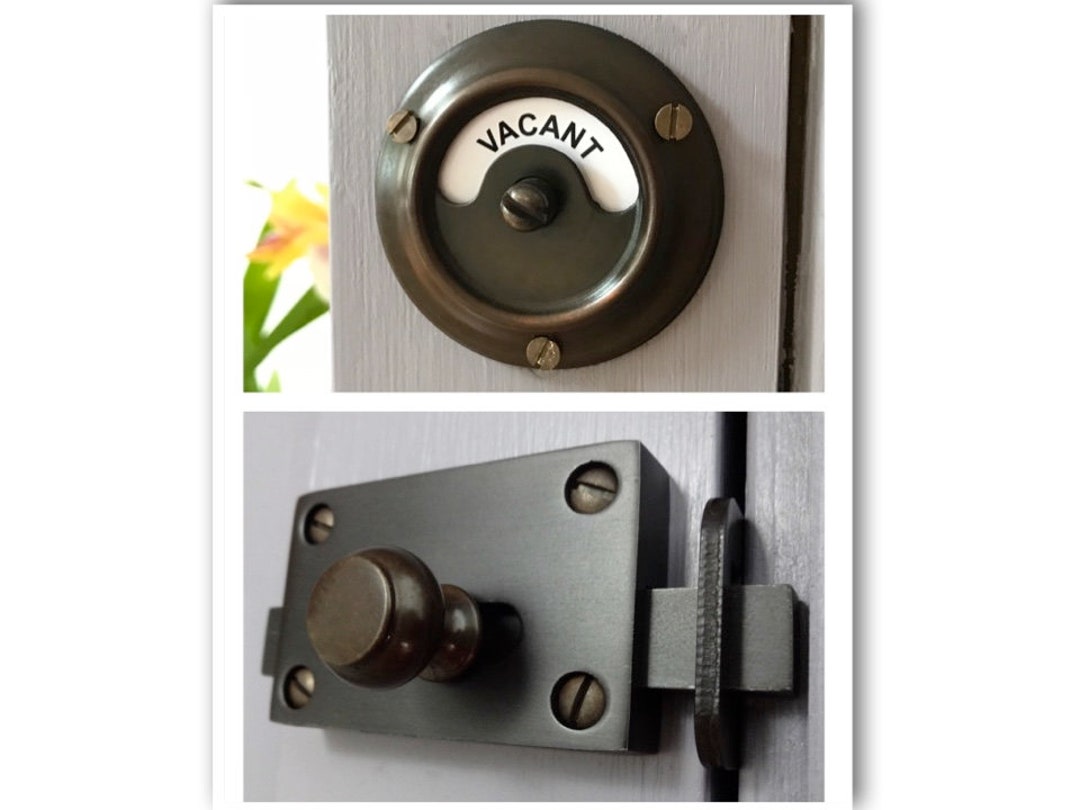 Antique Brass Finish Vacant Engaged Lock Toilet Bathroom Indicator Bolt ...