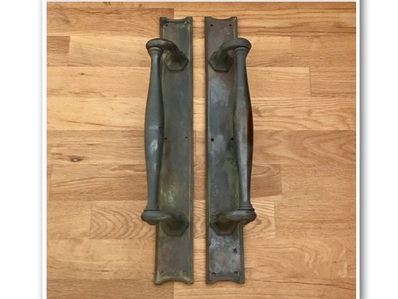 Pair 18 Large Brass Edwardian Door Pull Handles Grab - Etsy Pair 18 Large Brass Edwardian Door Pull Handles Grab - Etsy