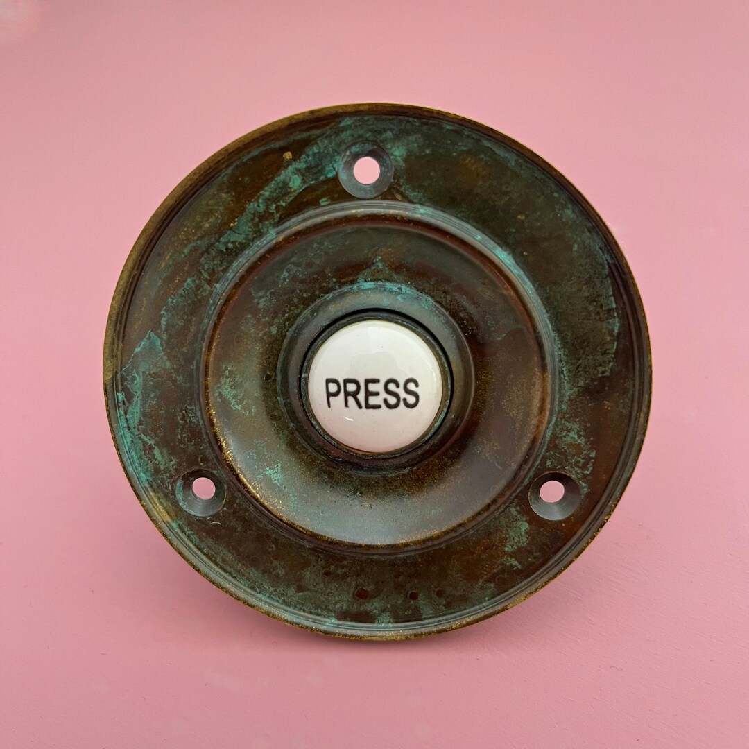 Large 3 Victorian Reclaimed Brass Bell Push Door Button Front Furniture ...