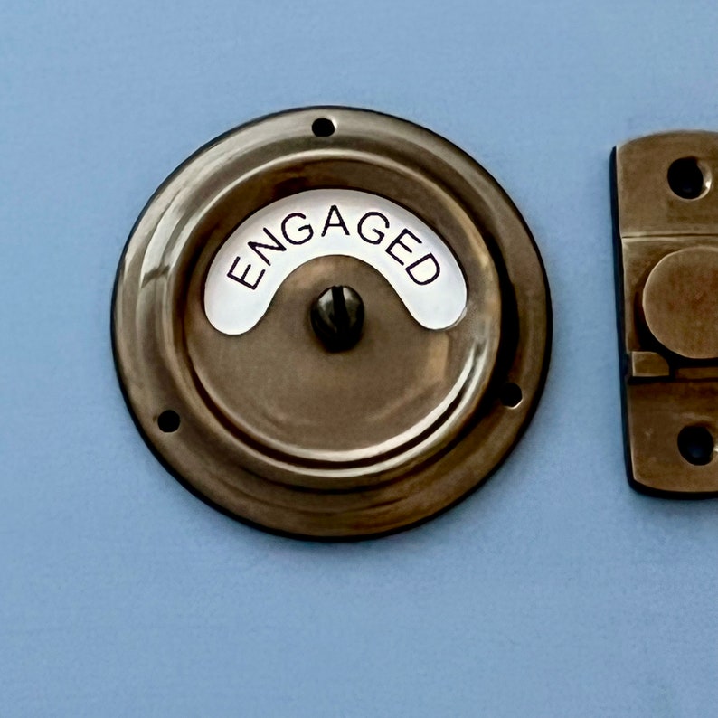 Large Antique Brass Finish Toilet Bathroom Vacant Engaged Lock - Etsy