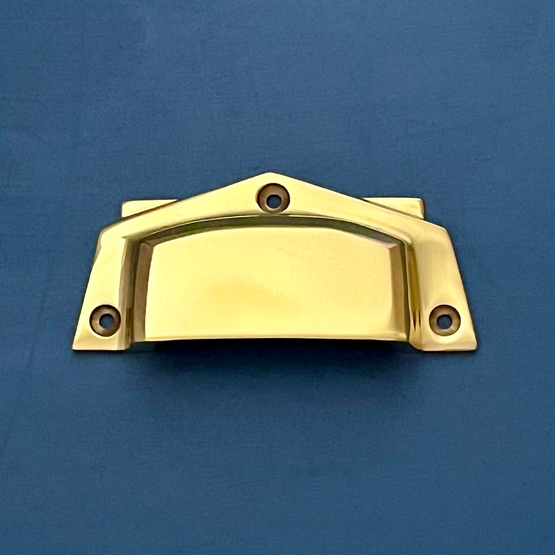 Brass Art Deco Cup Handles Drawer Cupboard Door Pull Handles Kitchen ...