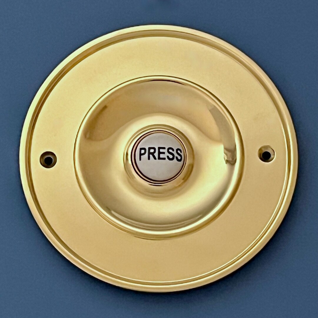 Large 5" Victorian Polished Brass Bell Push Door Button Front Furniture ...