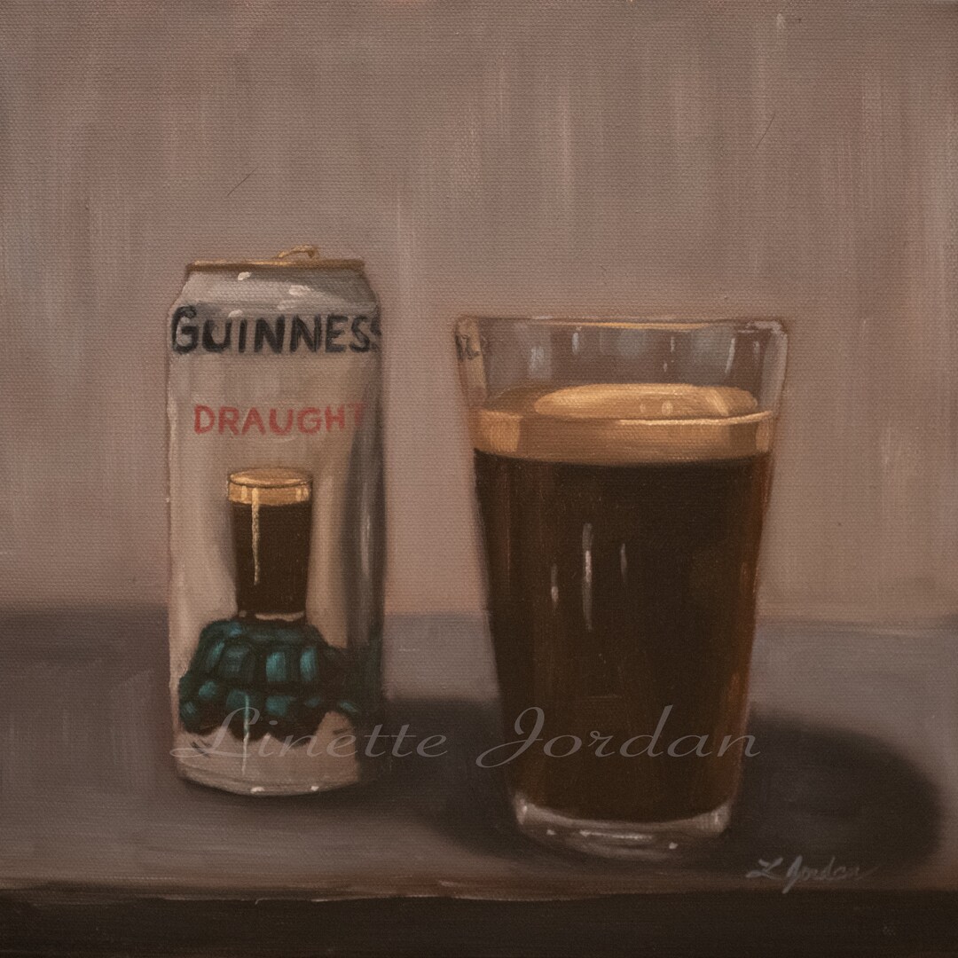 Sláinte, Guiness Beer Can and Glass Giclée Print, Bar Art, Home Bar ...