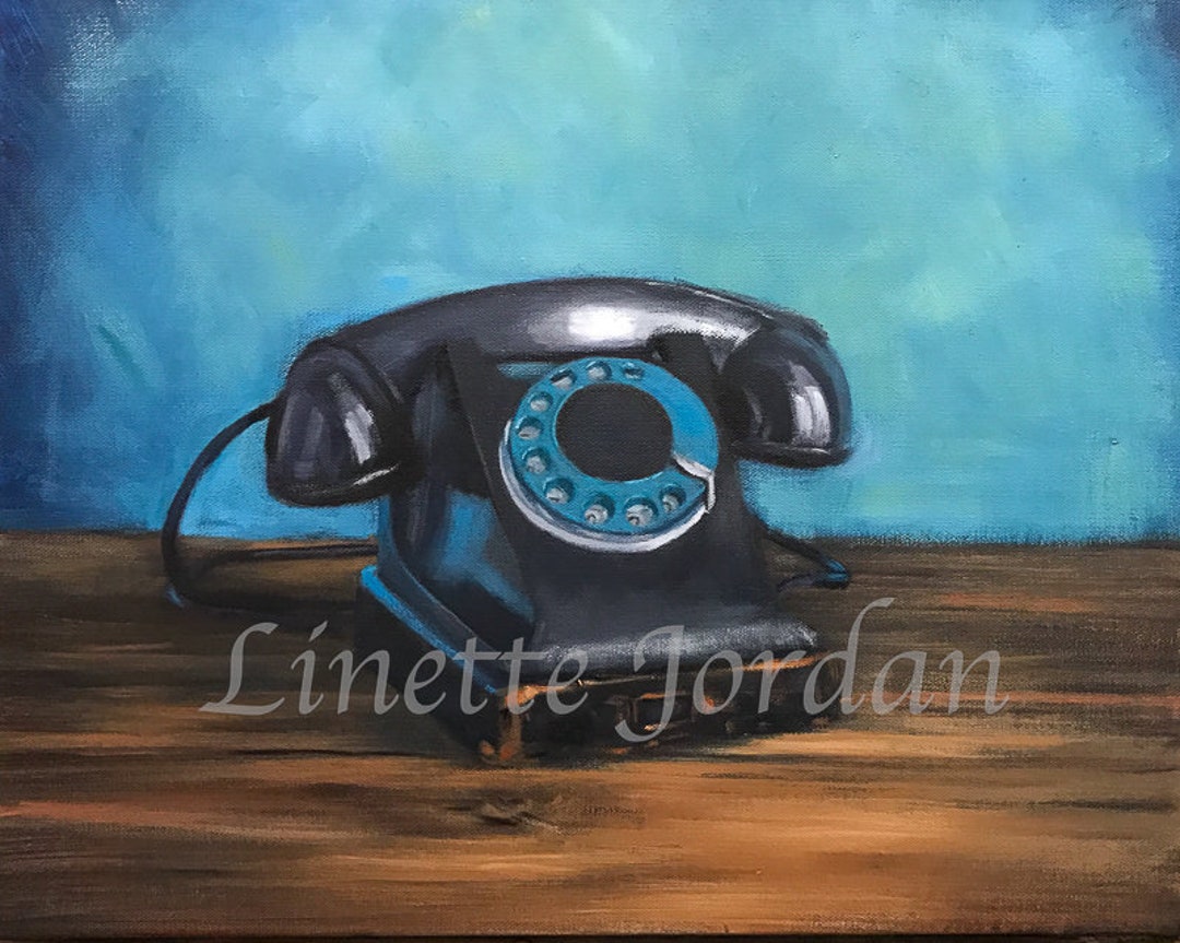 Vintage Telephone Oil Painting on Canvas - Etsy