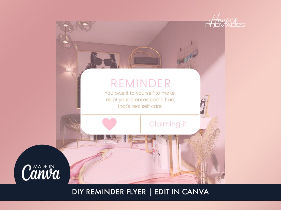 DIY Reminder Message, Canva Template, Reminder Message, Social Media ...