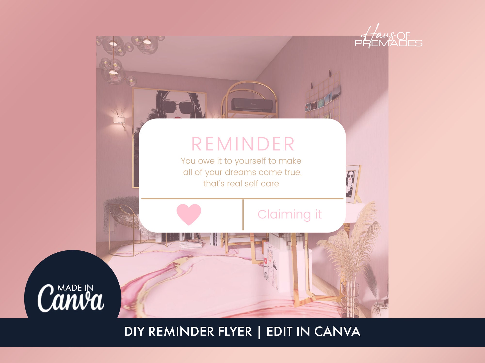 DIY Reminder Message, Canva Template, Reminder Message, Social Media ...