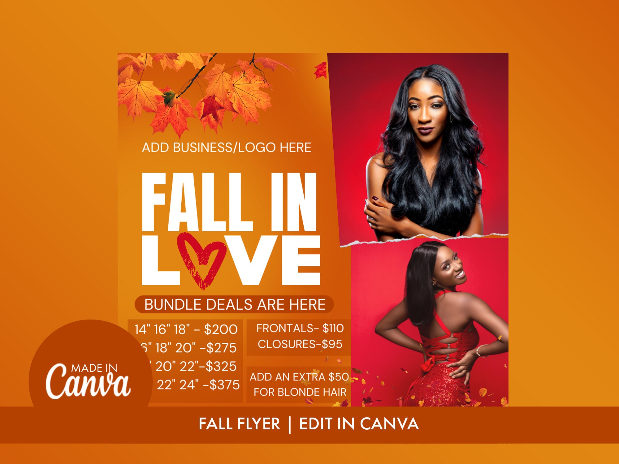 Fall in Love Hair Flyer, DIY Hair Sale Flyer, Fall Hair Sale, Instagram ...