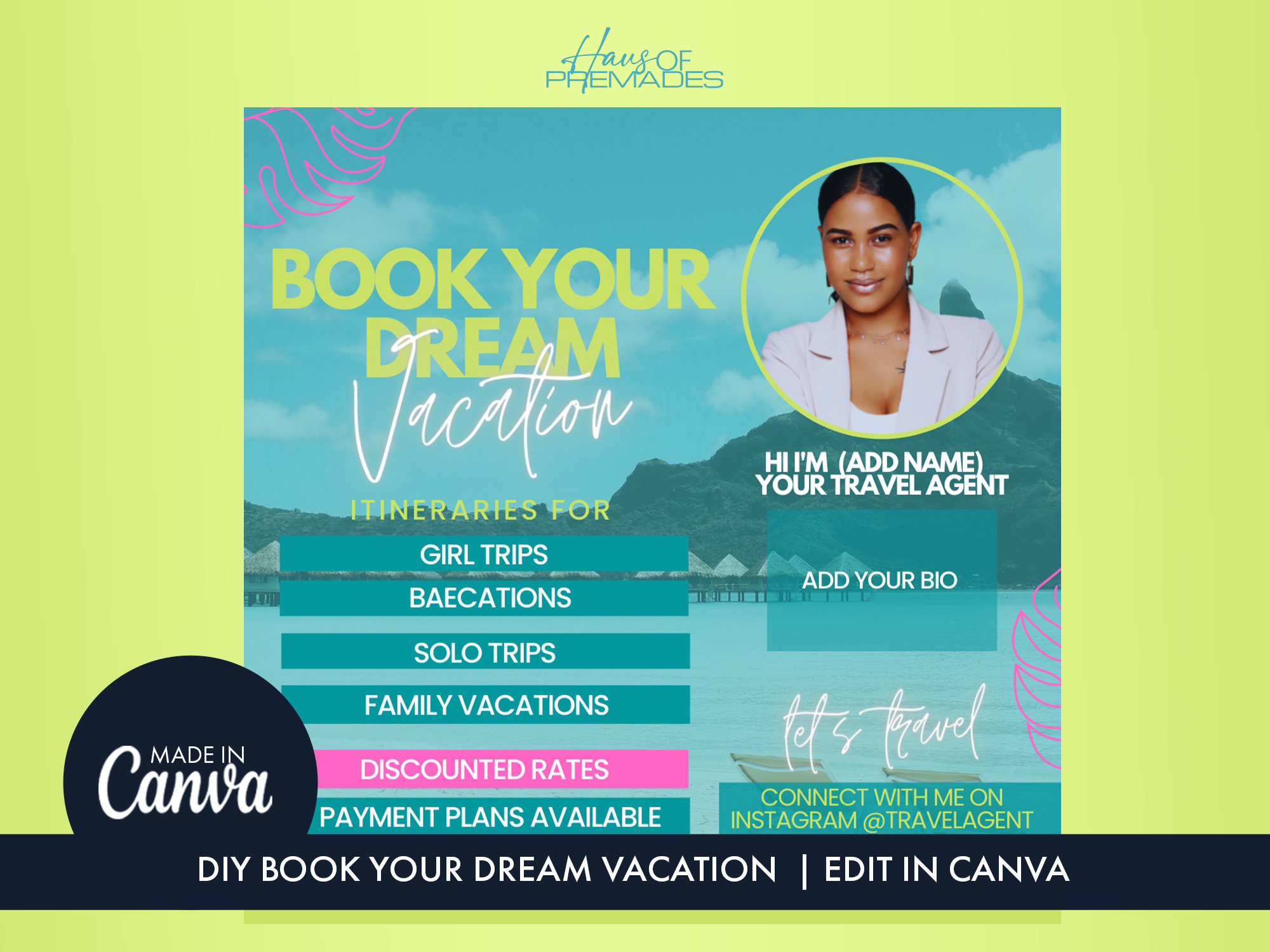 DIY Book Your Dream Vacation, Travel Agent Flyer, Dream Vacation ...