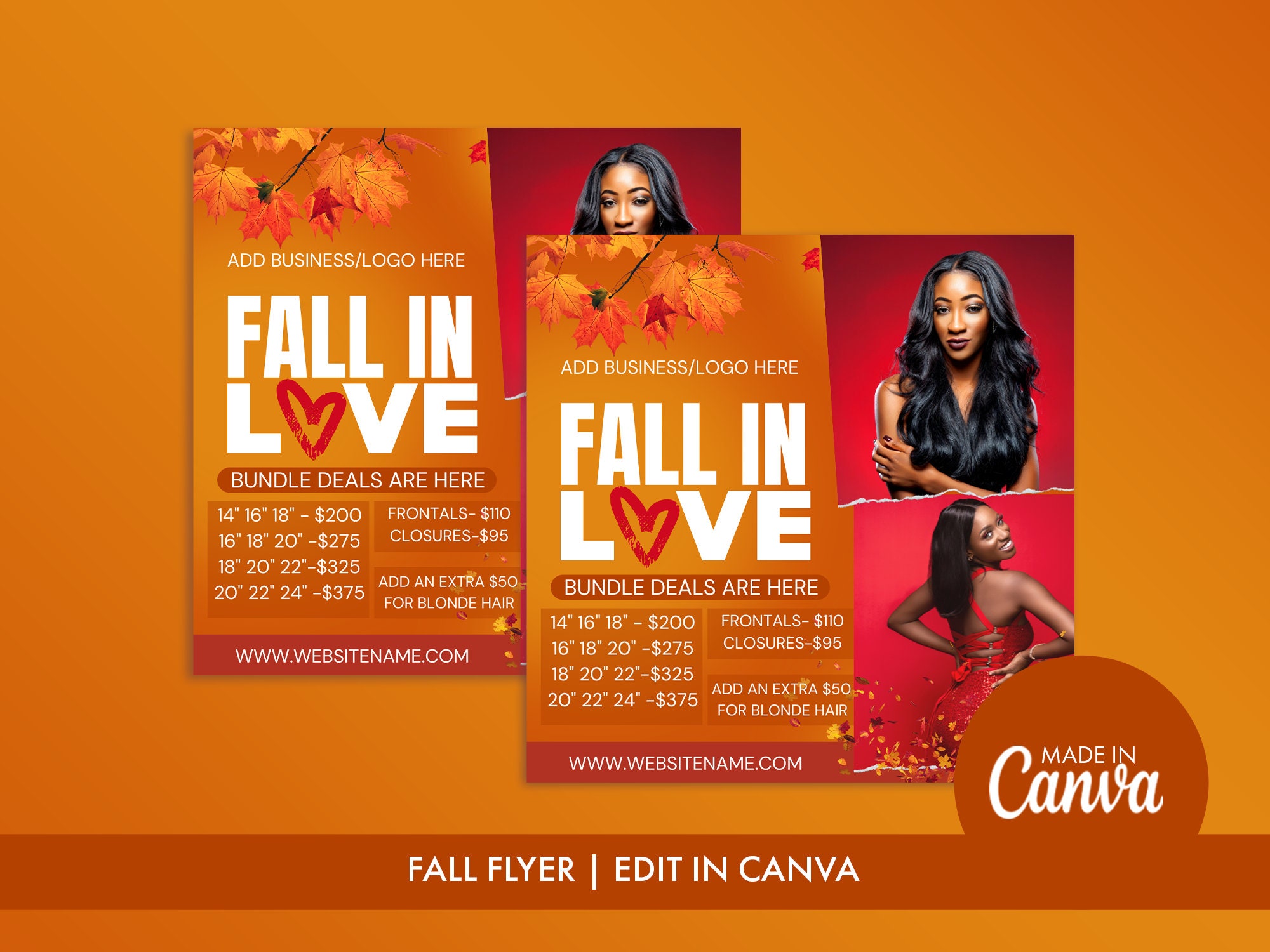 Fall in Love Hair Flyer, DIY Hair Sale Flyer, Fall Hair Sale, Instagram ...