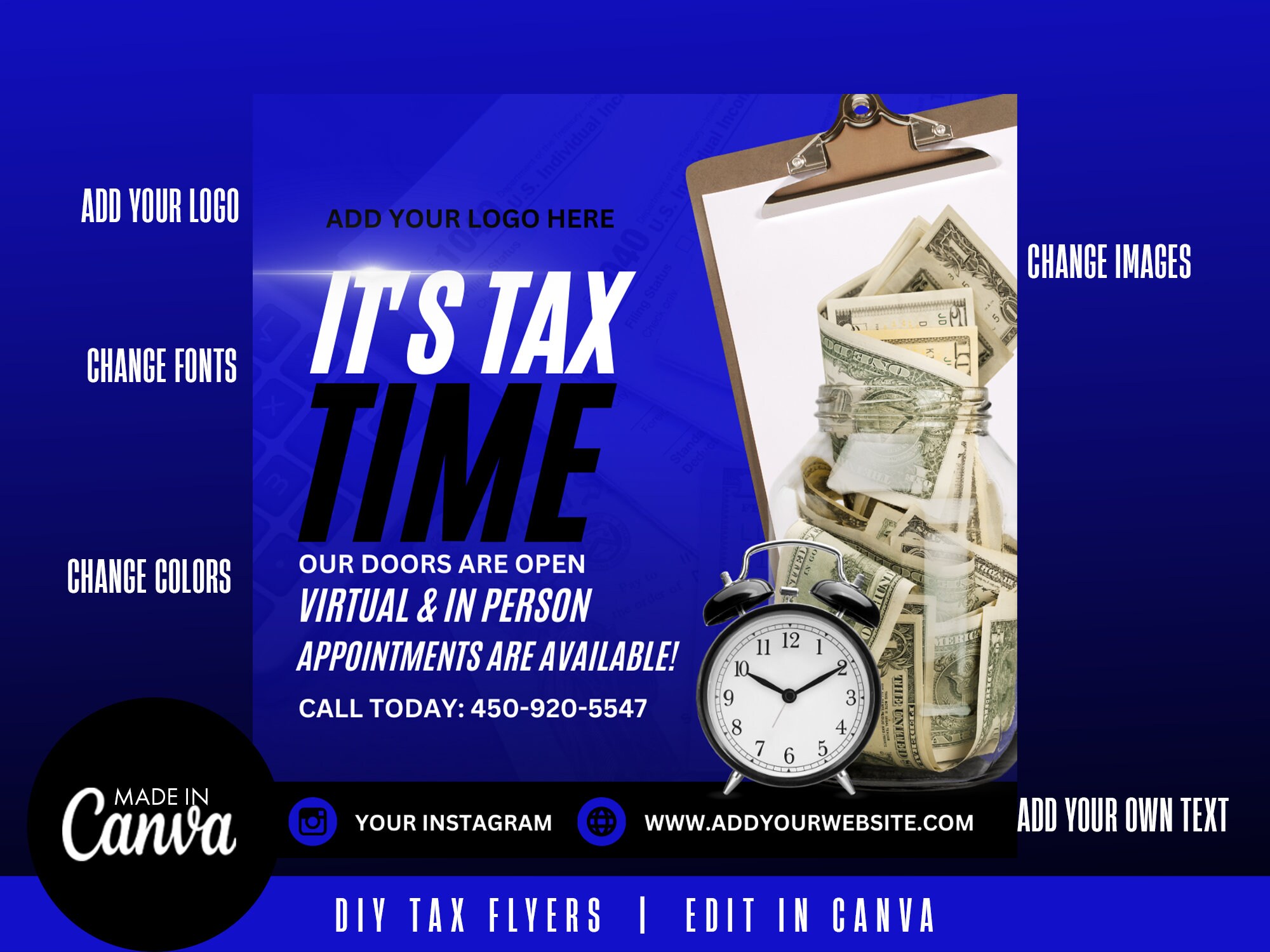 Tax Services Flyer, DIY Tax Flyer, Canva Tax Flyer, Social Media Tax ...