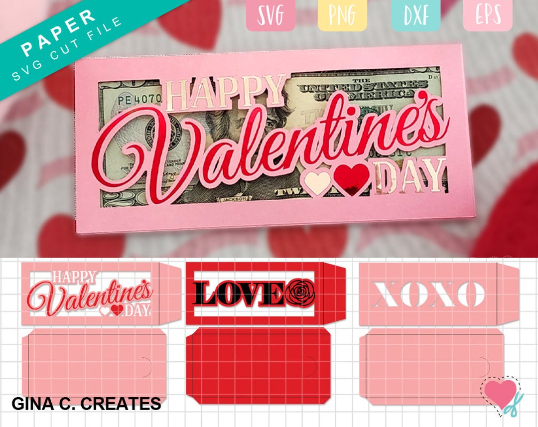 Valentine's Day Money Sleeve SVG Bundle. Cardstock Money Card Svg - Etsy
