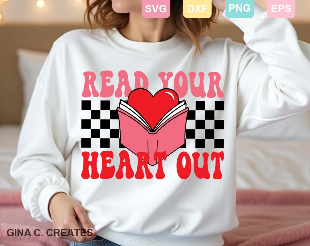 Read Your Heart Out, Retro Checkered Svg, Read Svg, Heart Svg T-shirt ...