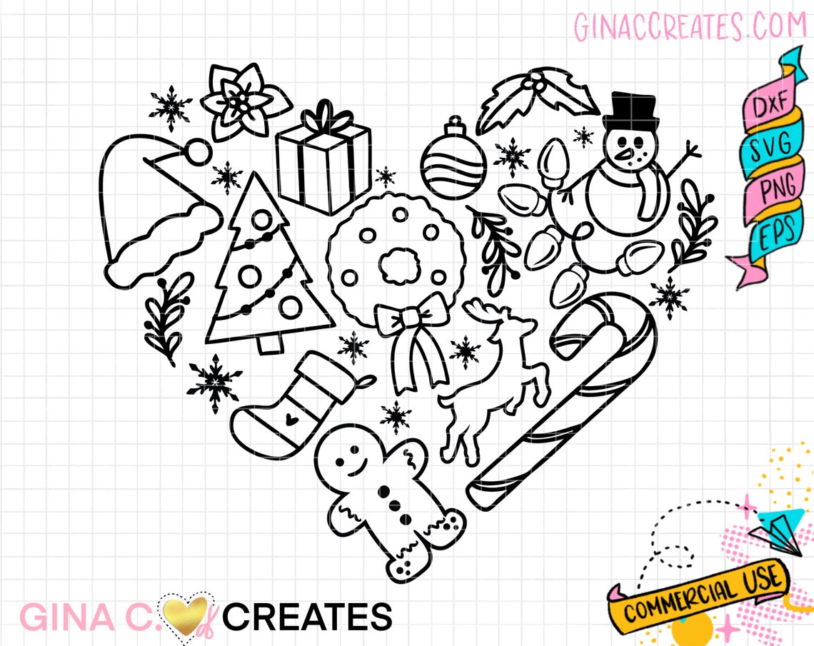 Christmas Heart SVG Santa Heart Svg Reindeer SVG - Etsy