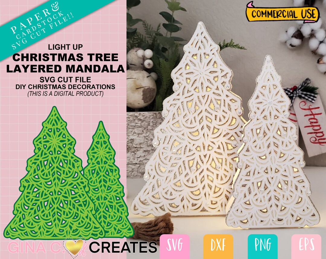 Layered Christmas Tree Mandala SVG, Christmas Crafts Decorations SVG ...