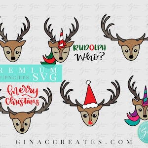 Merry Christmas Reindeer SVG Bundle, Unicorn Reindeer Svg, Rudolph Who ...