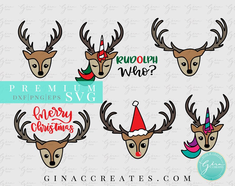 Merry Christmas Reindeer SVG Bundle Unicorn Reindeer Svg - Etsy