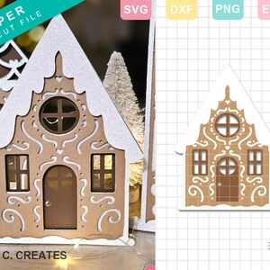 Gingerbread House SVG Bundle, Layered Paper Gingerbread Village Cut ...