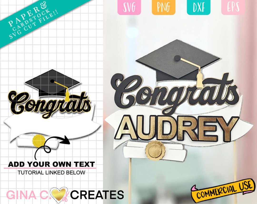 Graduation Layered Cake Topper SVG, Personalized Congrats Grad SVG - Etsy