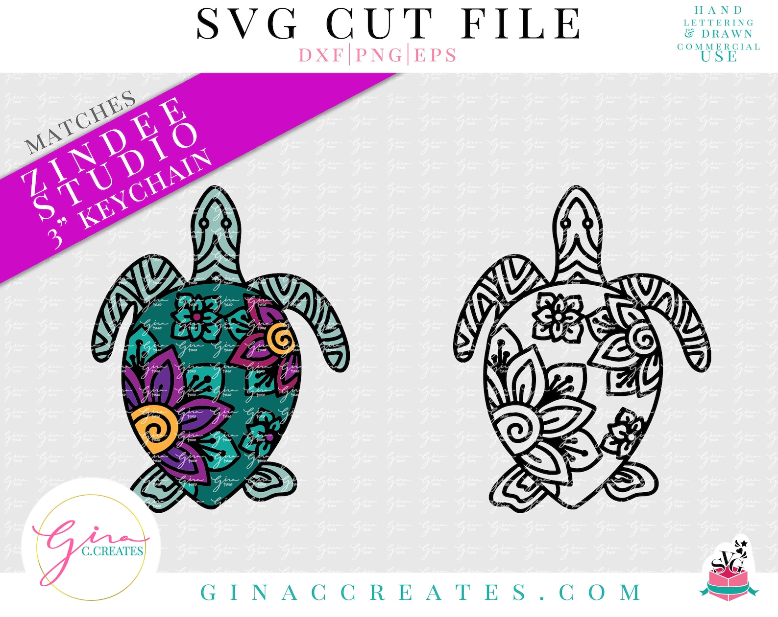 Turtle Mandala SVG Bundle Svg for 3 Inch Turtle Key Chain - Etsy