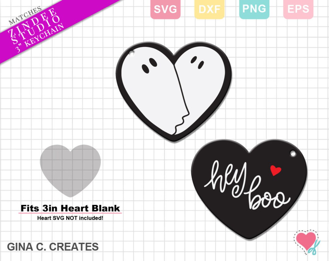 Hey Boo Heart Ghost SVG for 3 Inch Heart Zindee Blank - Etsy