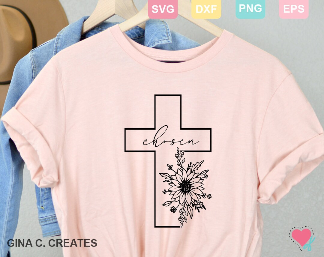 Christian SVG, Floral Cross SVG, Chosen SVG File for Cricut - Etsy