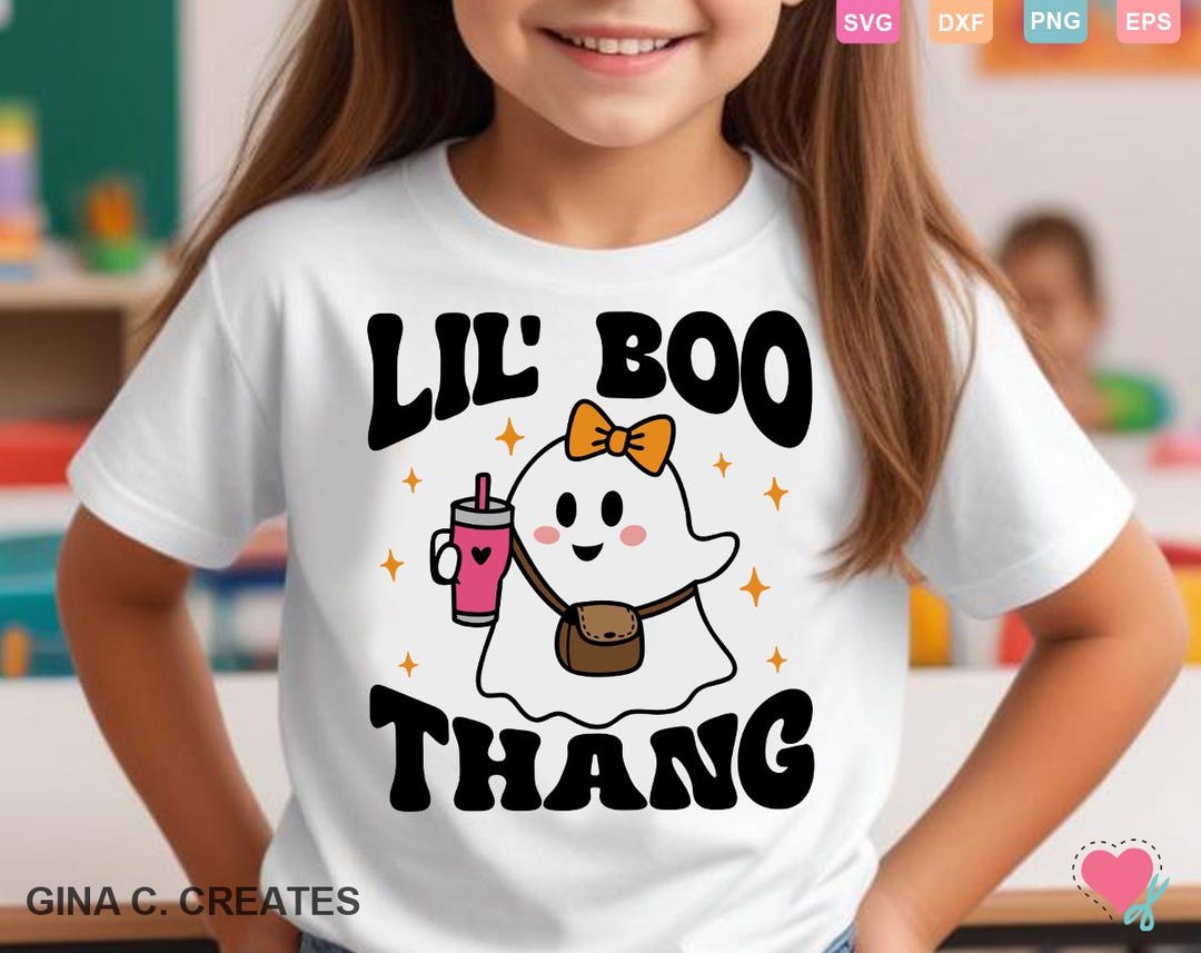 Lil’ Boo Thang SVG, Halloween SVG, Cute Ghost With Tumbler & Purse ...