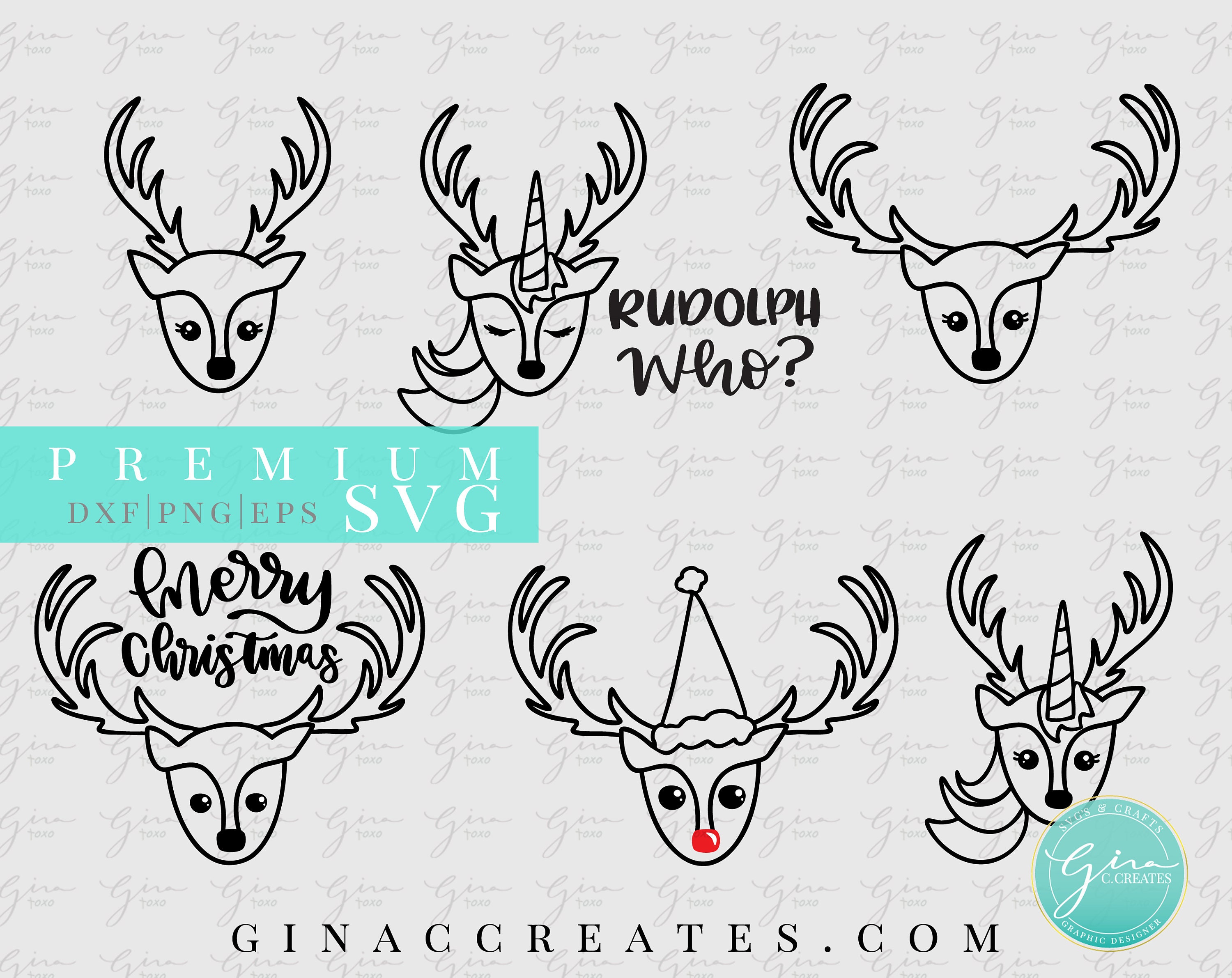 Merry Christmas Reindeer SVG Bundle, Unicorn Reindeer Svg, Rudolph Who ...