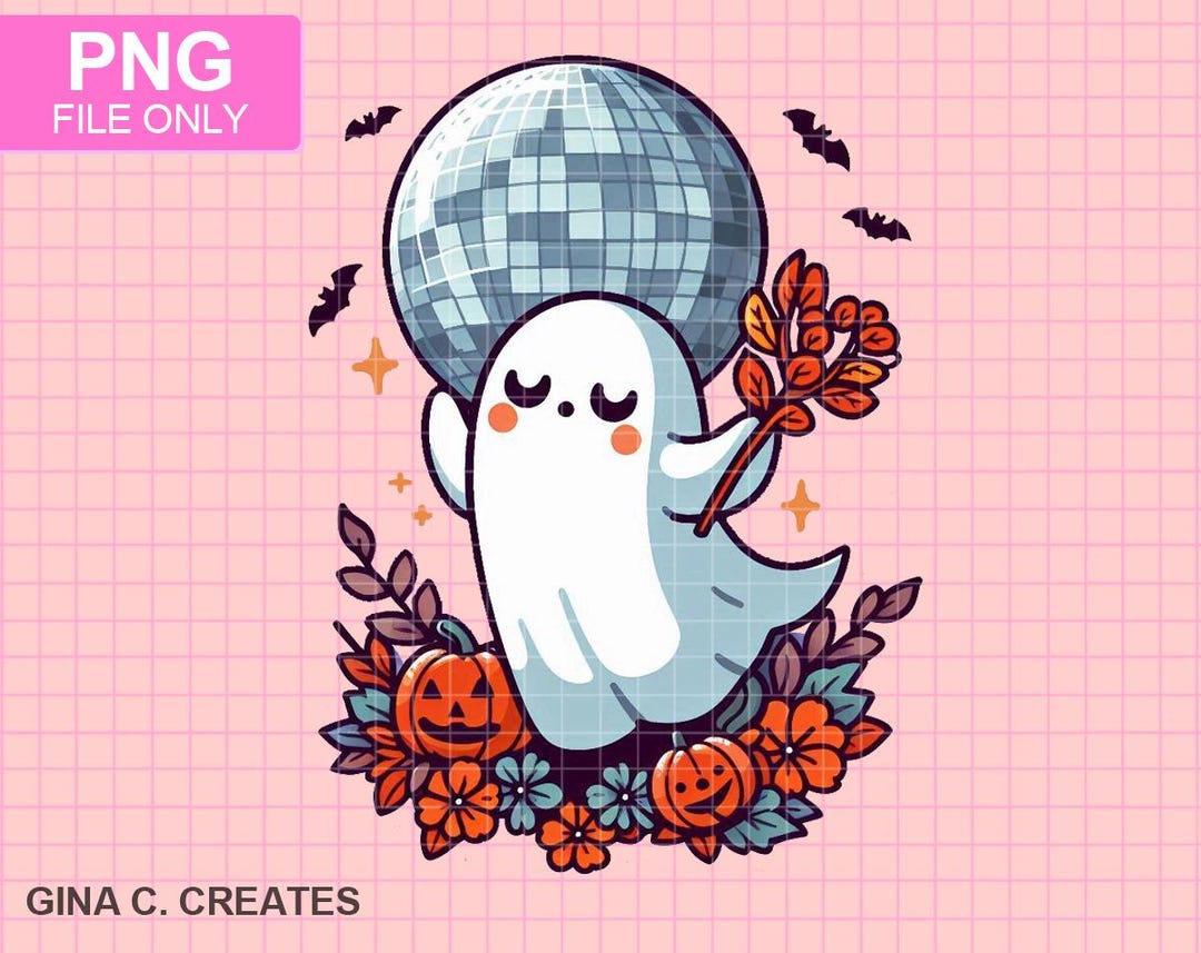 Cute Halloween PNG, Ghost Png, Disco Ball Png, Cute Fall Shirt Design ...