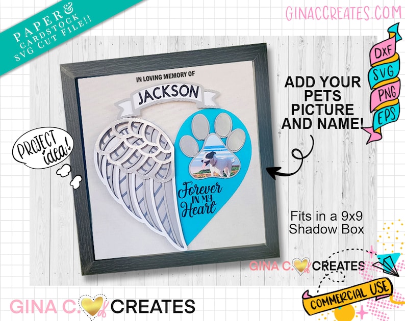 3D Pet Angel Wings Memorial SVG, Dog Memorial Svg, Cat Memorial Svg - Etsy