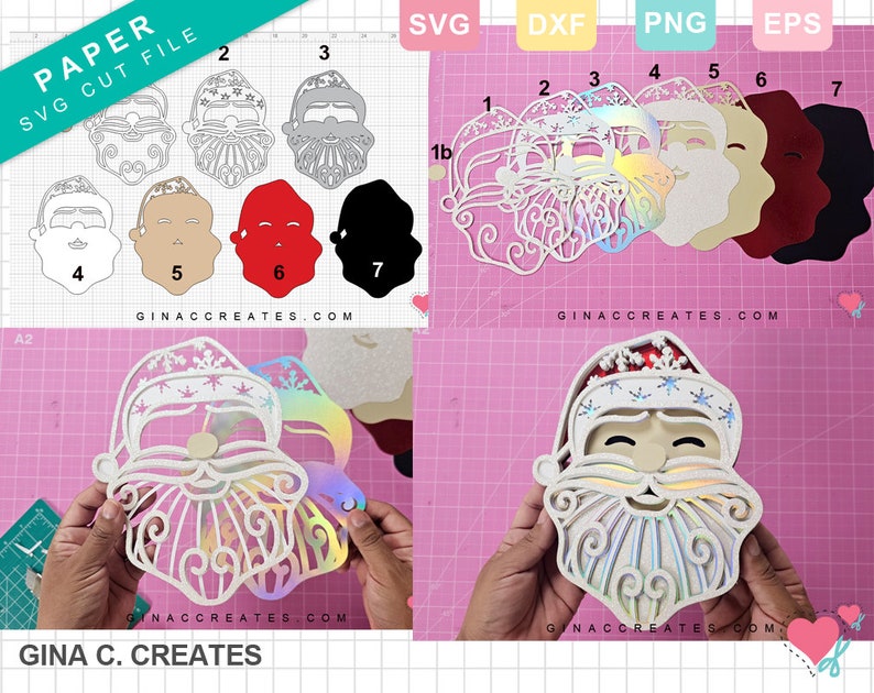 Layered Santa Mandala SVG Cut File, Layered Santa for Shadow Box - Etsy