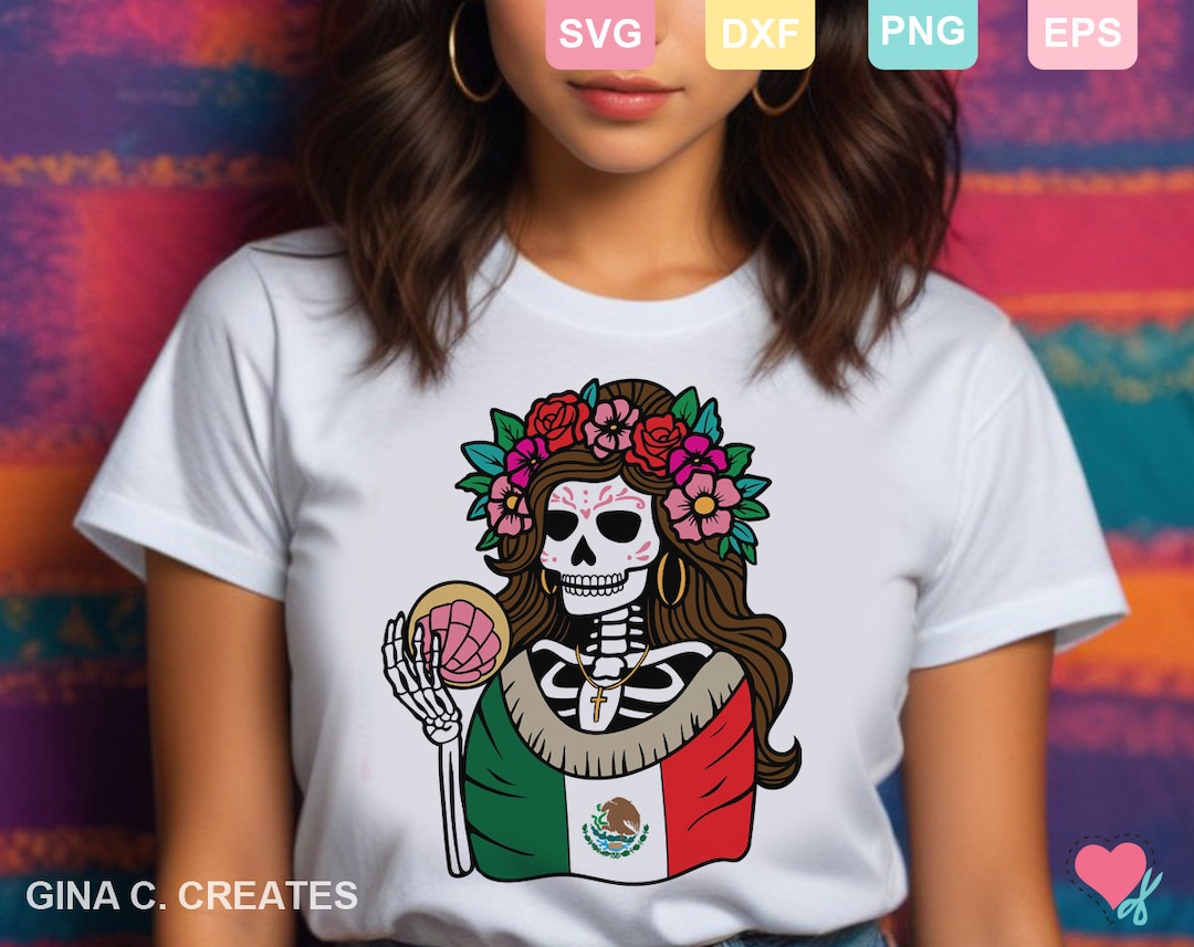 Concha SVG, Skeleton Girl SVG File, La Catrina Mexico Flag Png, Sugar ...