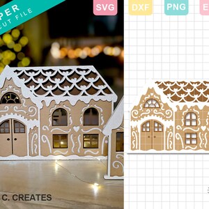 Gingerbread House SVG Bundle, Layered Paper Gingerbread Village Cut ...