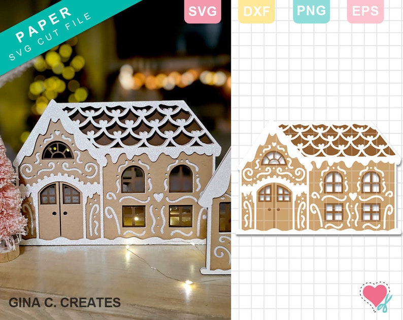 Gingerbread House SVG Bundle, Layered Paper Gingerbread Village Cut ...