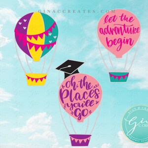 Hot Air Balloons SVG Cut File, Graduation Cap SVG, Congrats SVG, Othe ...