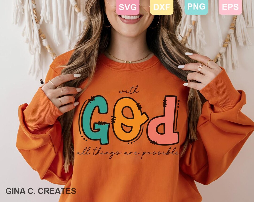 God SVG, Thankful SVG, Blessed Svg, Doodle SVG, With God All Things Are ...