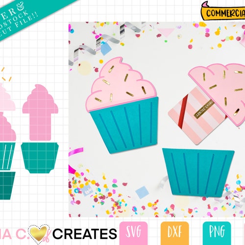 Birthday Gift Card Holder Cupcake SVG Cut File Paper Cupcake - Etsy