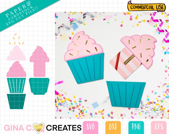 Birthday Gift Card Holder Cupcake SVG Cut File Paper Cupcake - Etsy