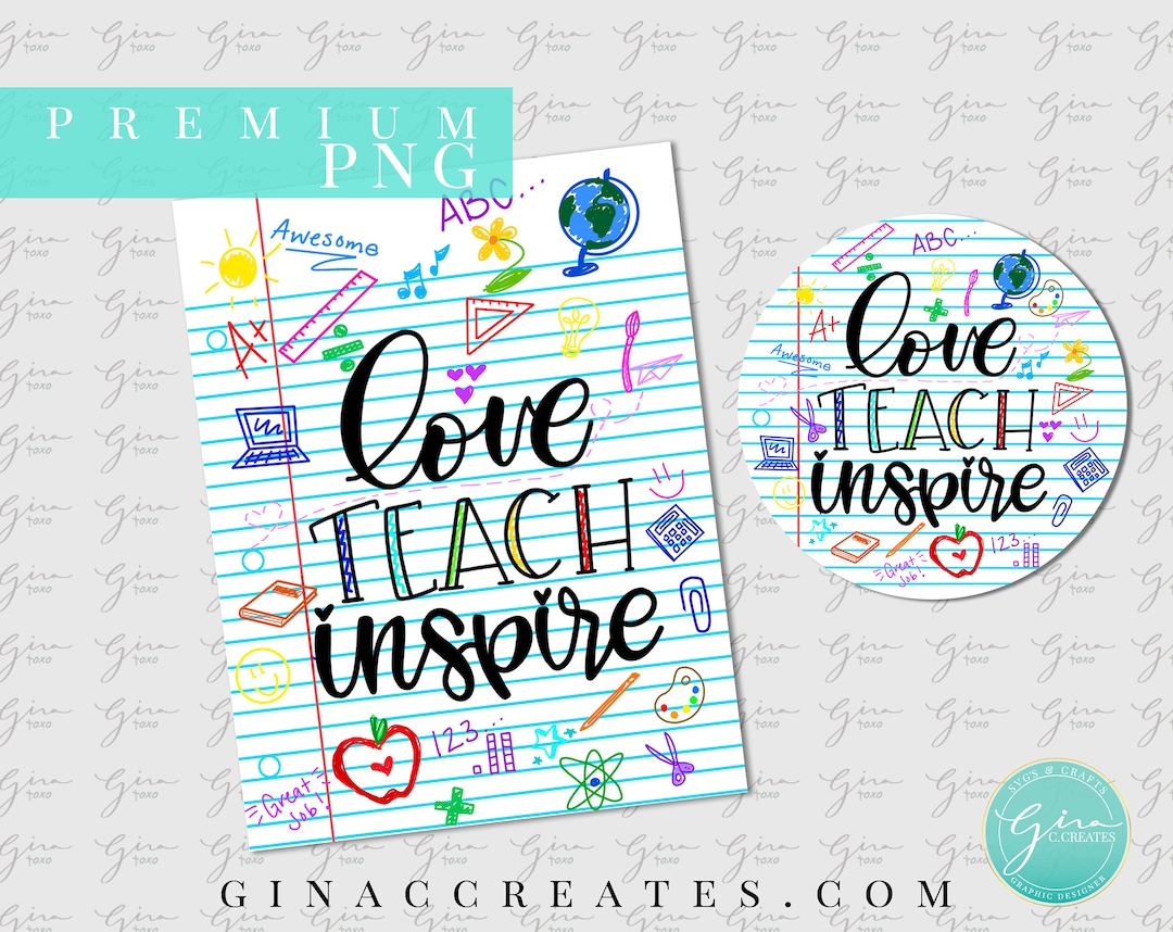 Love, Teach, Inspire School Paper Doodles JPG and PNG Images. School ...